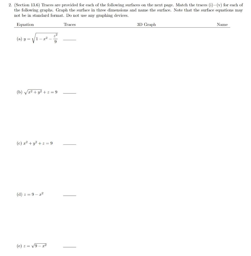 2. (Section 13.6) Traces are provided for each of the | Chegg.com