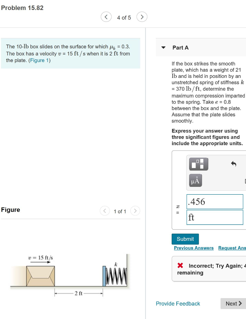 Solved Problem 15.82 4 of5 > The 10-lb box slides on the | Chegg.com