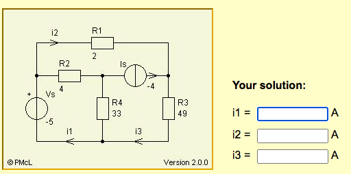 Solved i2 R1 2 R2 Is 4 Vs Your solution: + R4 33 R3 49 i1 = | Chegg.com