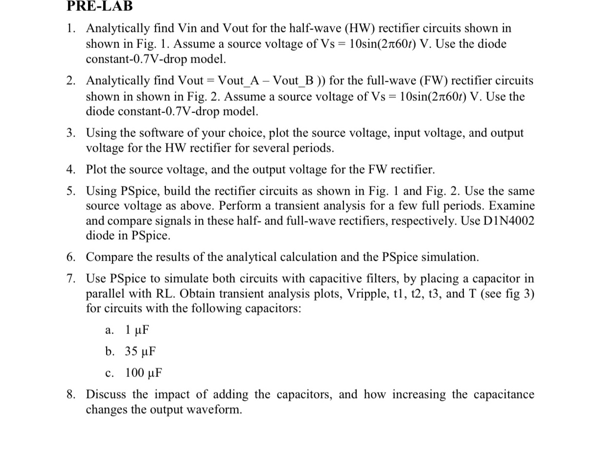 Solved 1. Analytically find Vin and Vout for the half-wave | Chegg.com