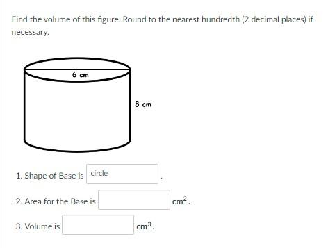 Solved Find the volume of this figure. Round to the nearest | Chegg.com