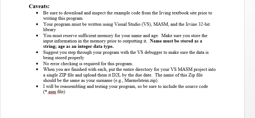 Description Write An X86 Assembler Program That Does