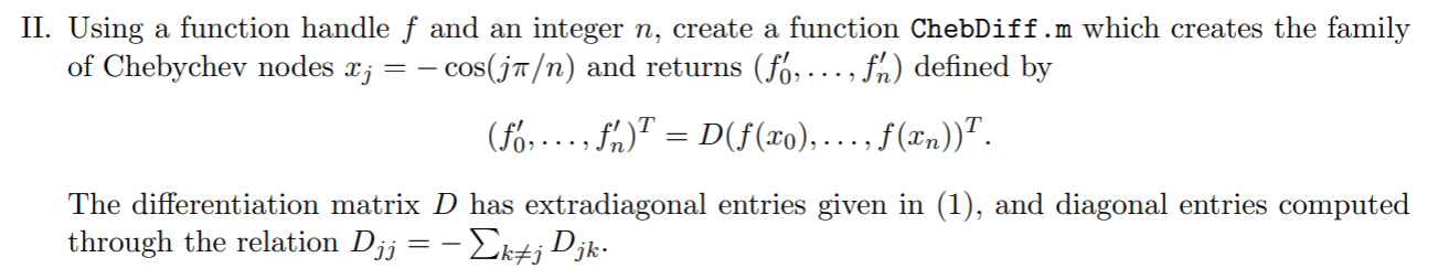 = II. Using a function handle f and an integer n, | Chegg.com