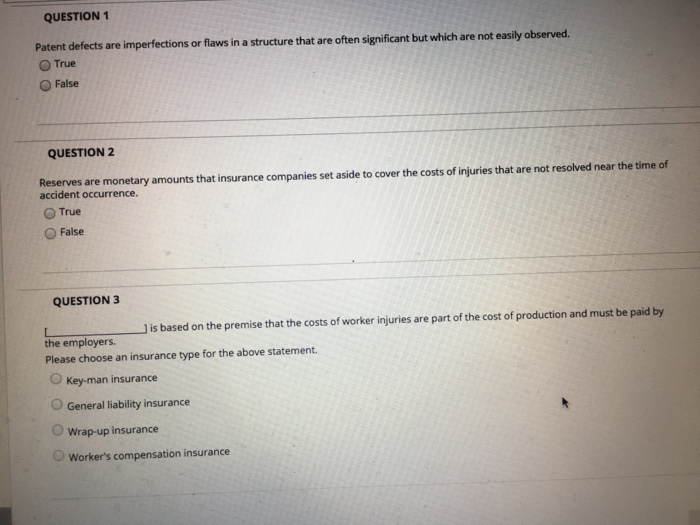 Solved QUESTION 1 Patent defects are imperfections or flaws | Chegg.com