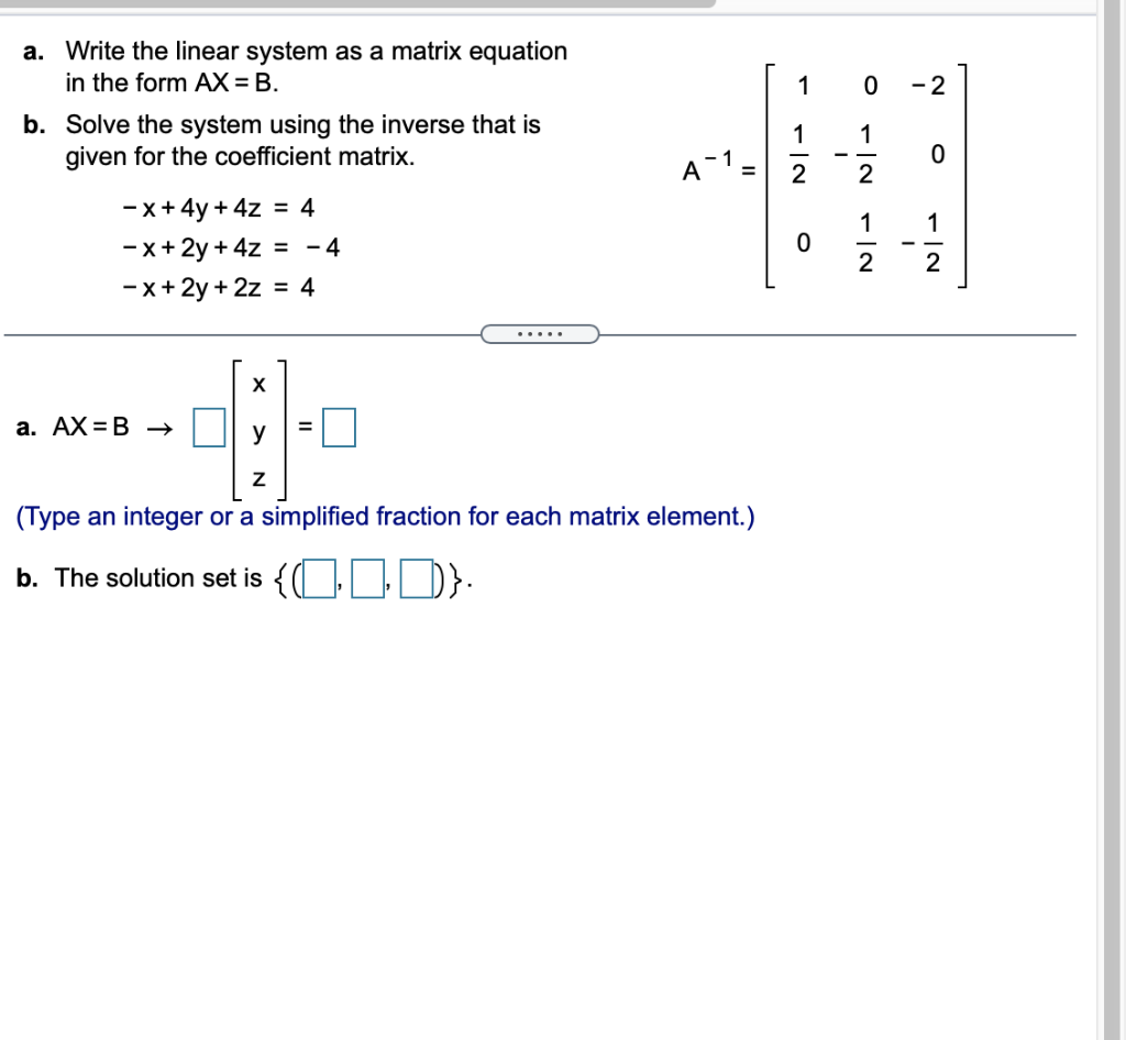 Solved 1 0 -2 a. Write the linear system as a matrix | Chegg.com