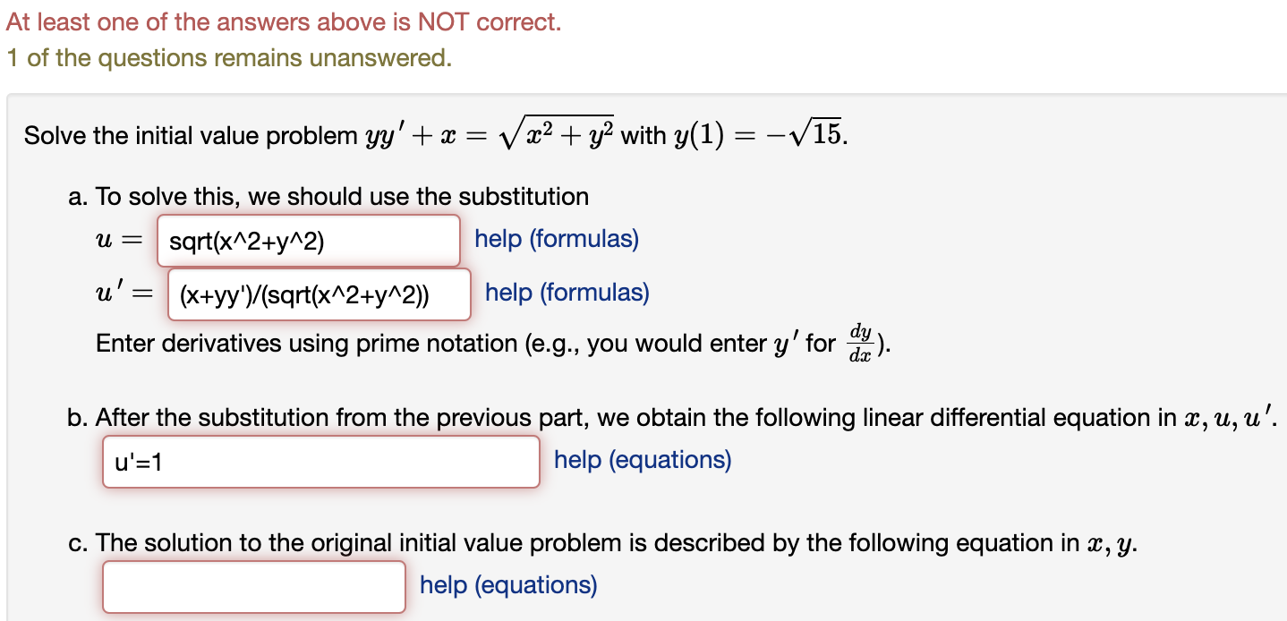 Solved INCORRECT ANSWERS PLEASE HELP INCORRECT ANSWERS | Chegg.com