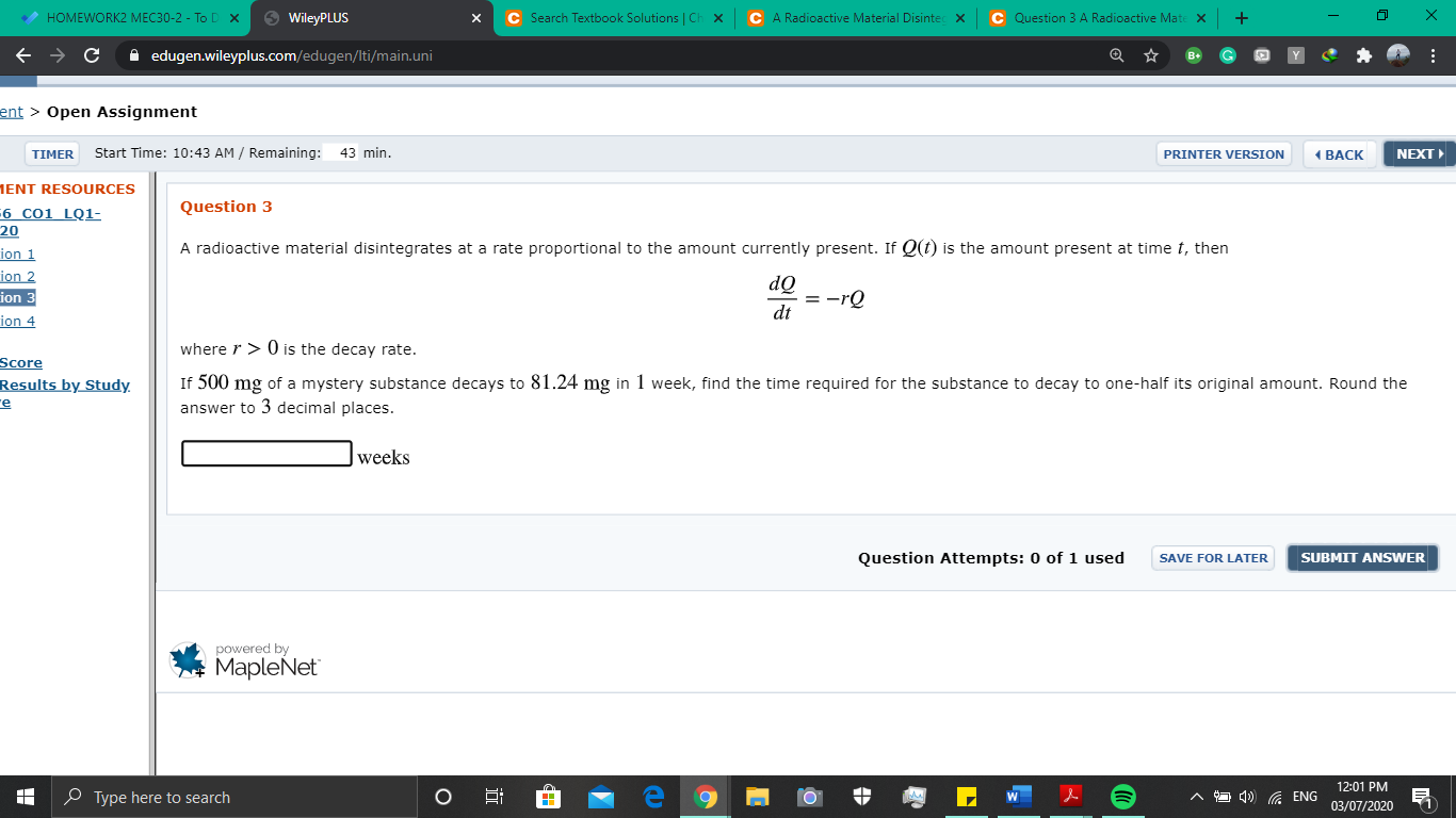Solved HOMEWORK2 MEC30-2 - To D X WileyPLUS C Search | Chegg.com