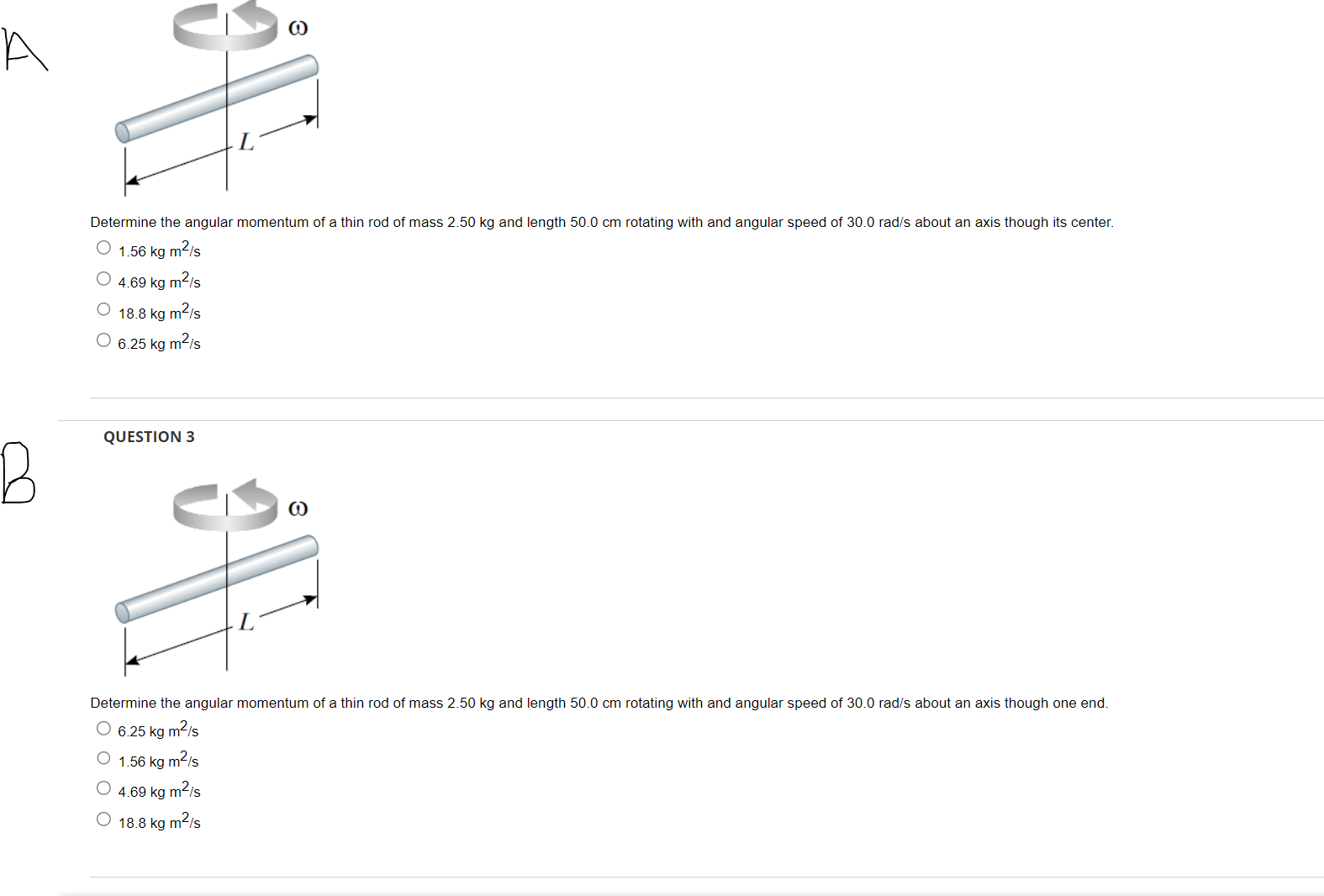 Solved Determine the angular momentum of a thin rod of mass | Chegg.com