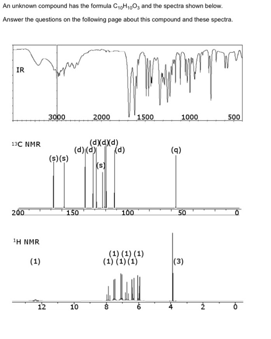 An unkown compound has the formula C10H10O3 and the | Chegg.com