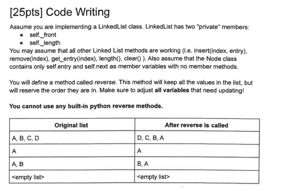 Solved [25pts] Code Writing Assume you are implementing a | Chegg.com