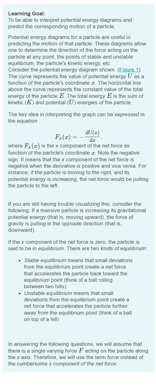 Learning Goal: Part AThe force acting on the particle | Chegg.com