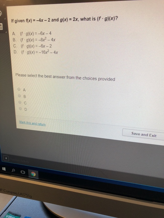 Solved If given fx) -4x-2 and g(x) -2x, what is (f g)(x)? A | Chegg.com