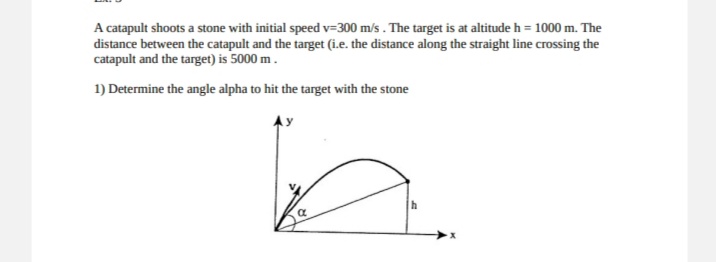 Solved A catapult shoots a stone with initial speed v=300 | Chegg.com