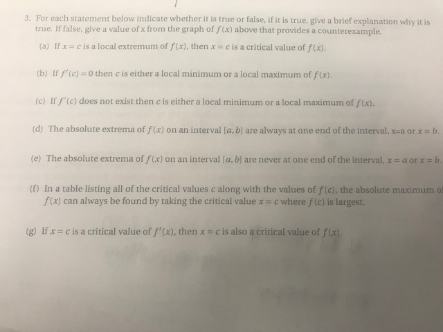 Solved 3. For each statement below indicate whether it is | Chegg.com