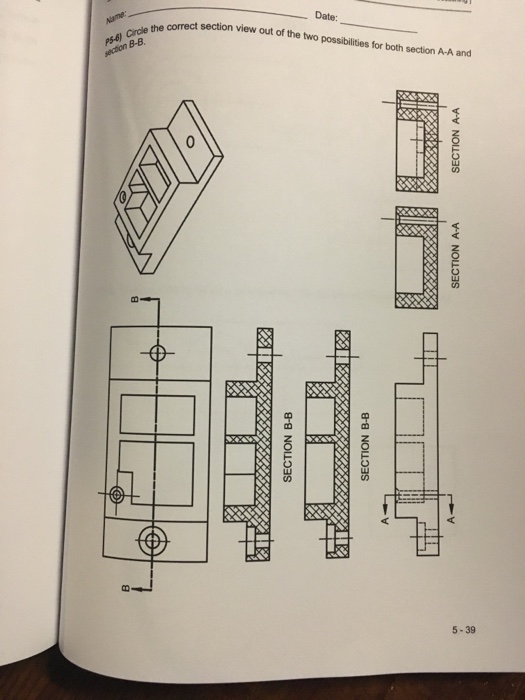 Solved Circle the correct section views out of the two | Chegg.com