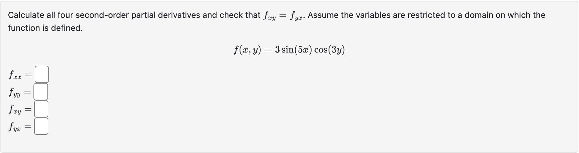 Solved Calculate All Four Second Order Partial Derivatives