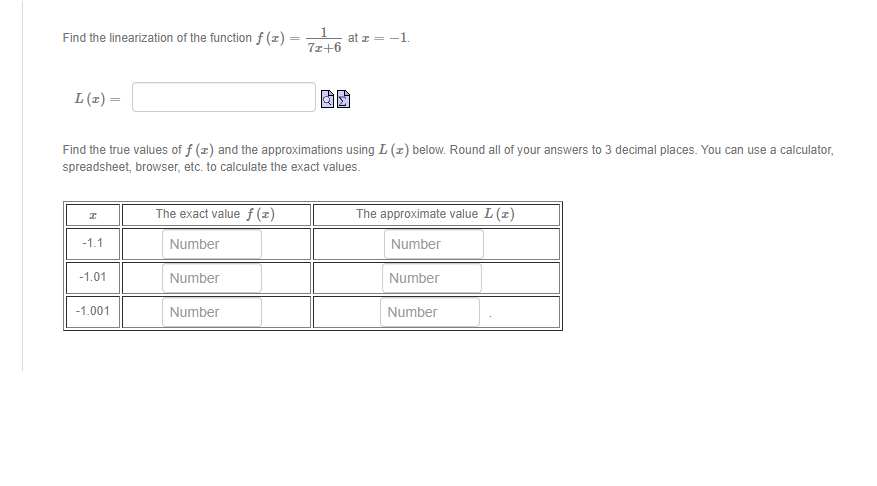 Solved Find The Linearization Of The Function F X 7x 61 At