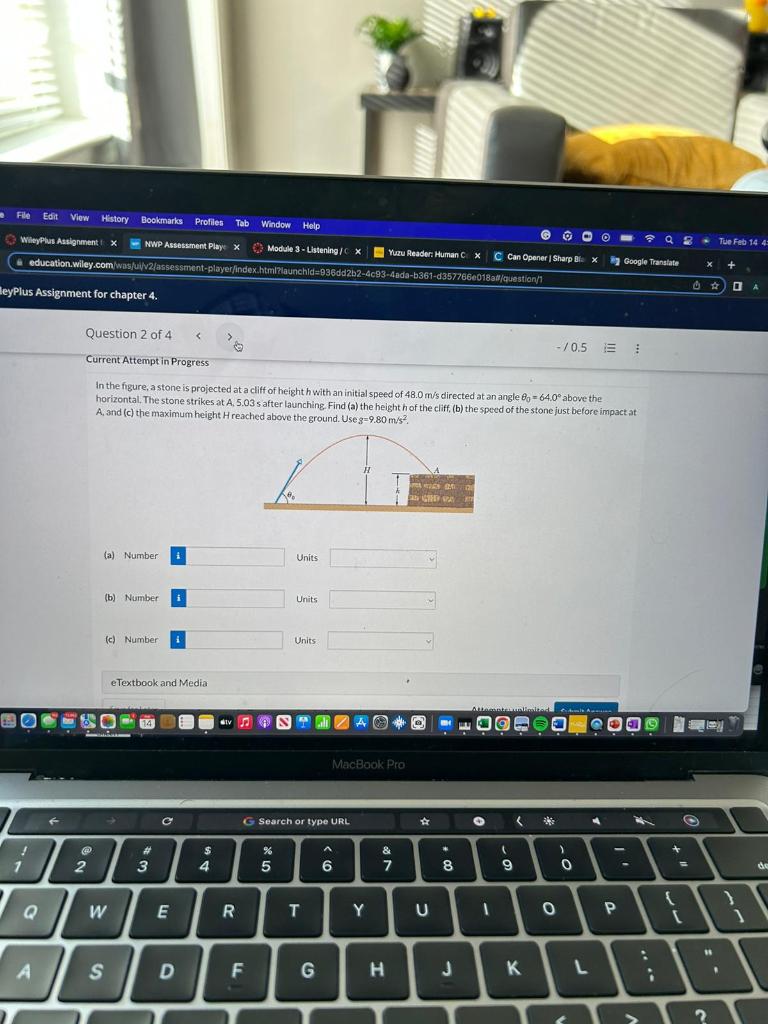 Solved In the figure, a stone is projected at a cliff of | Chegg.com