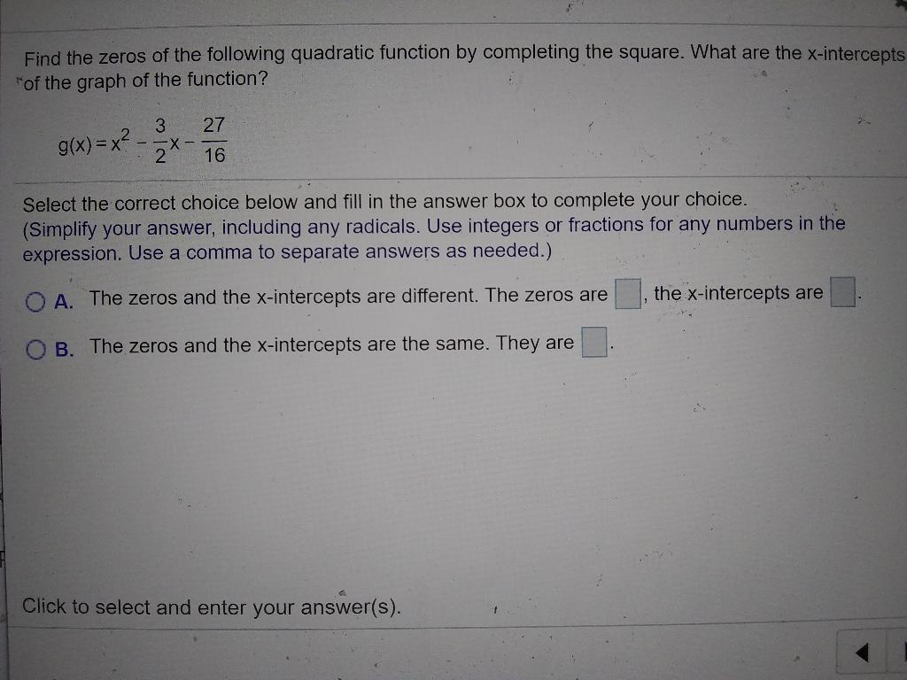 Solved Find the zeros of the following quadratic function by | Chegg.com