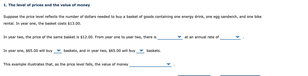 Solved 1. The level of prices and the value of money Suppose | Chegg.com