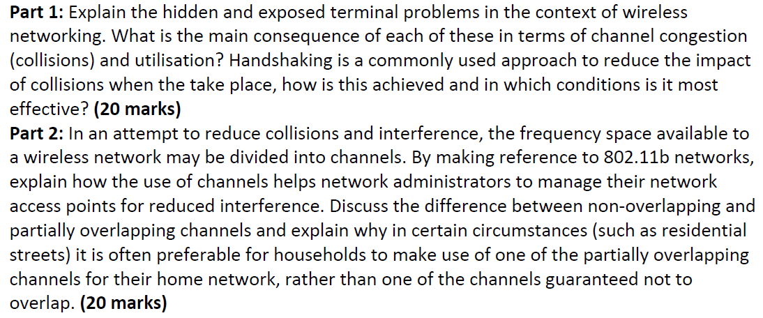 Solved Part 1: Explain the hidden and exposed terminal | Chegg.com