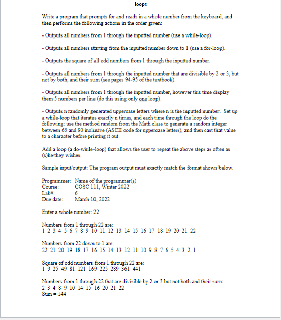Solved A Loops Write A Program That Prompts For And Reads In 