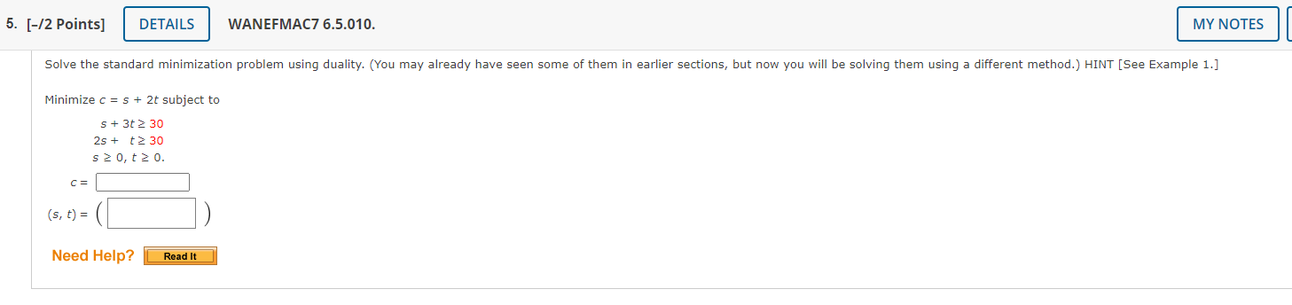 Solved 5. [-12 Points] DETAILS WANEFMAC7 6.5.010. MY NOTES | Chegg.com