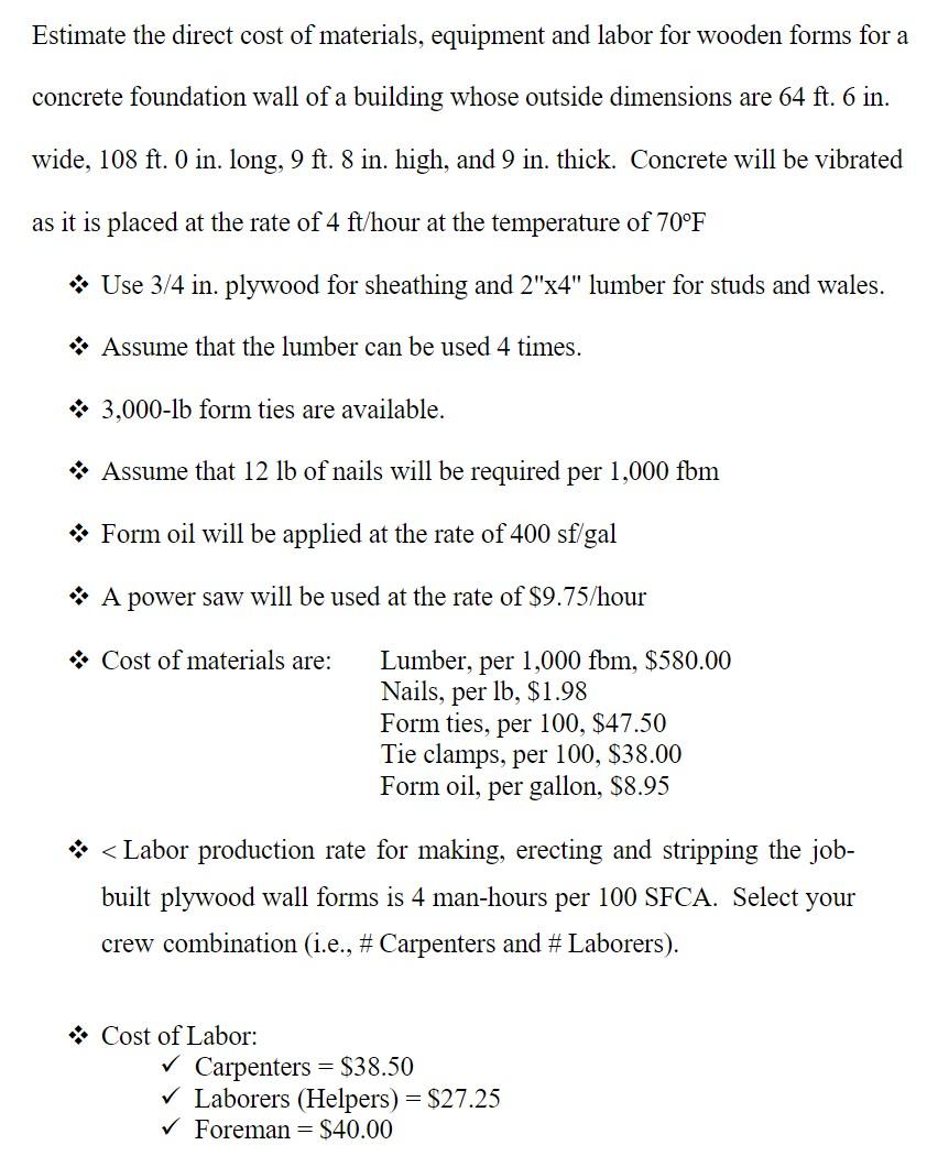 Solved Estimate the direct cost of materials, equipment and | Chegg.com