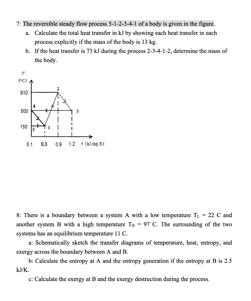 Solved 7: The reversible steady flow process 5-1-2-3-4-1 of | Chegg.com