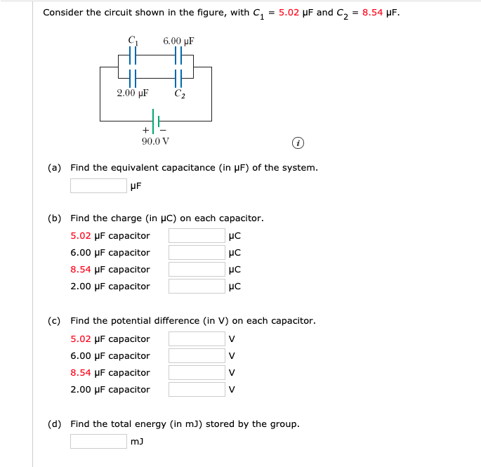 Solved Consider the circuit shown in the figure, with C1 = | Chegg.com