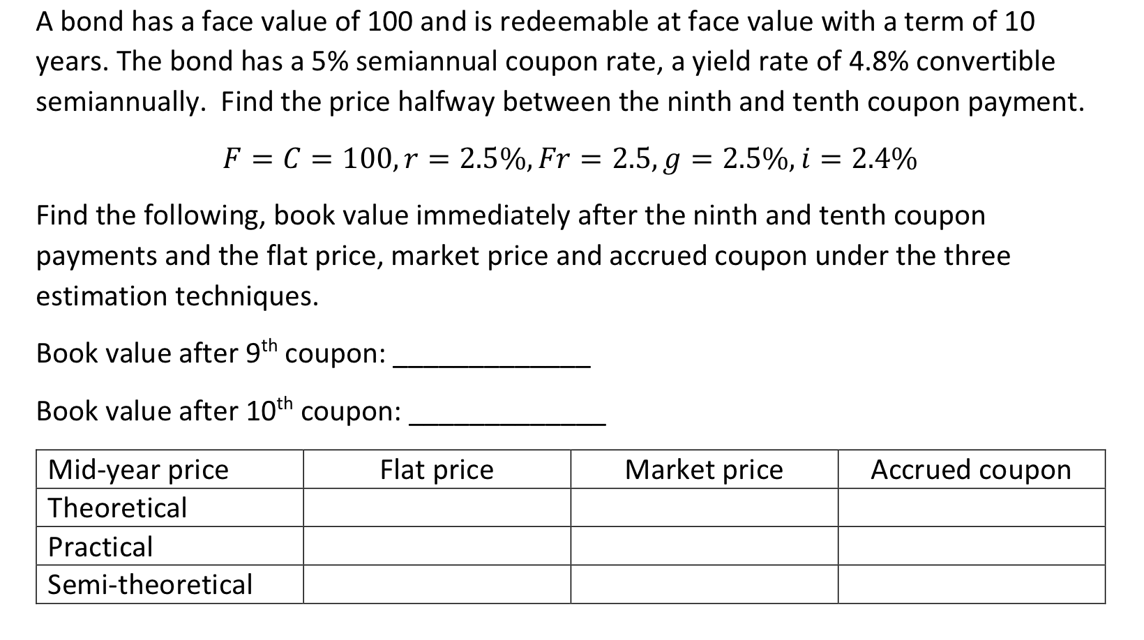 Solved A bond has a face value of 100 and is redeemable at | Chegg.com