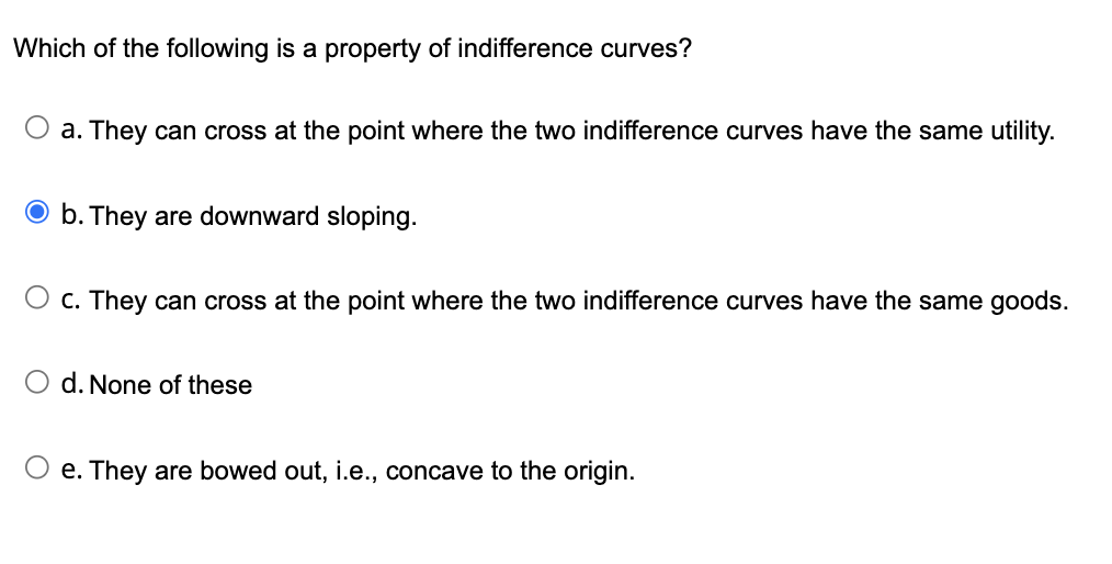 Solved Which of the following is a property of indifference | Chegg.com