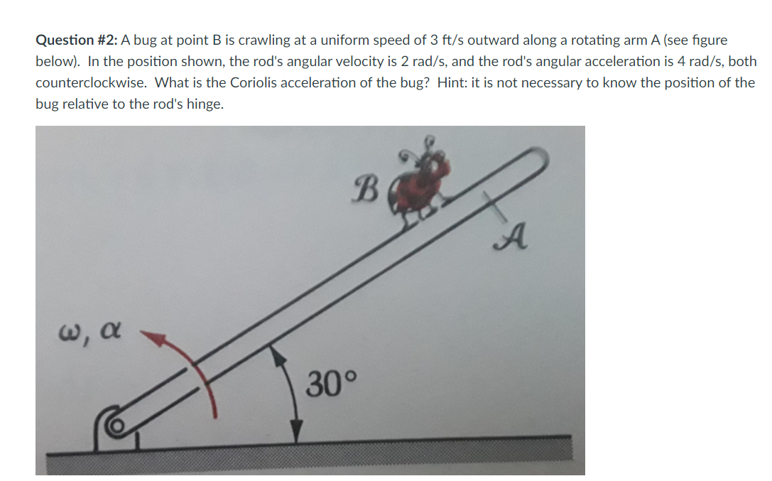 Solved Question #2: A bug at point B is crawling at a | Chegg.com