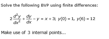 Solved Solve the following BVP using finite differences: dy | Chegg.com