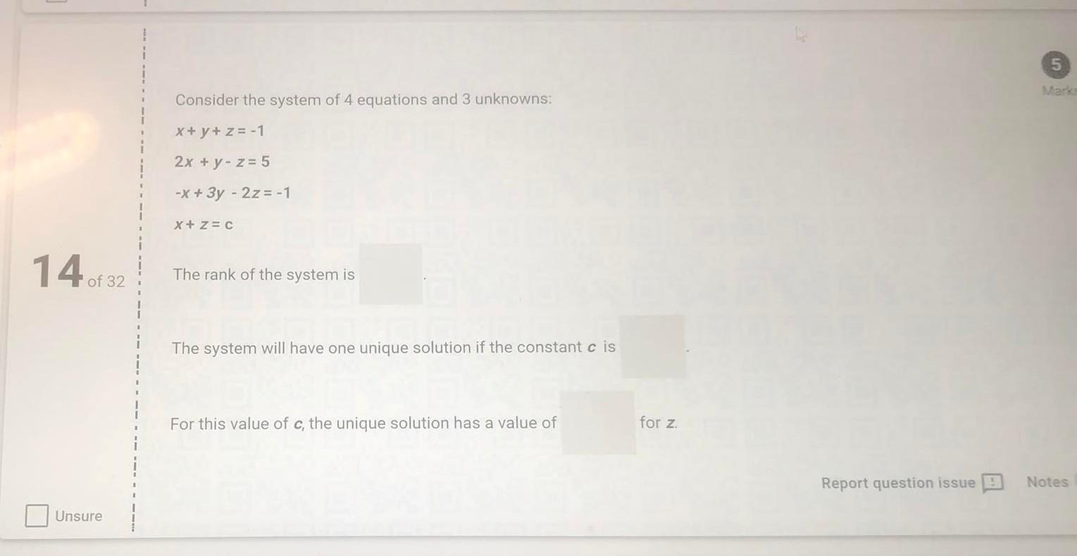 Solved 5 Mark Consider the system of 4 equations and 3 | Chegg.com