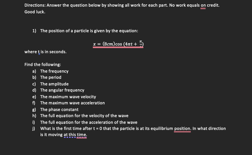 Solved Directions: Answer the question below by showing all | Chegg.com