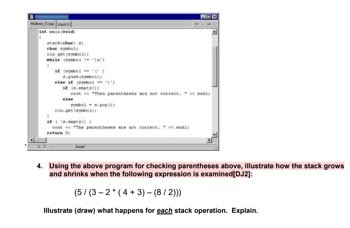 Solved JOX Midem, 5.cpp Hack.nl int main(void stack char> 8: | Chegg.com