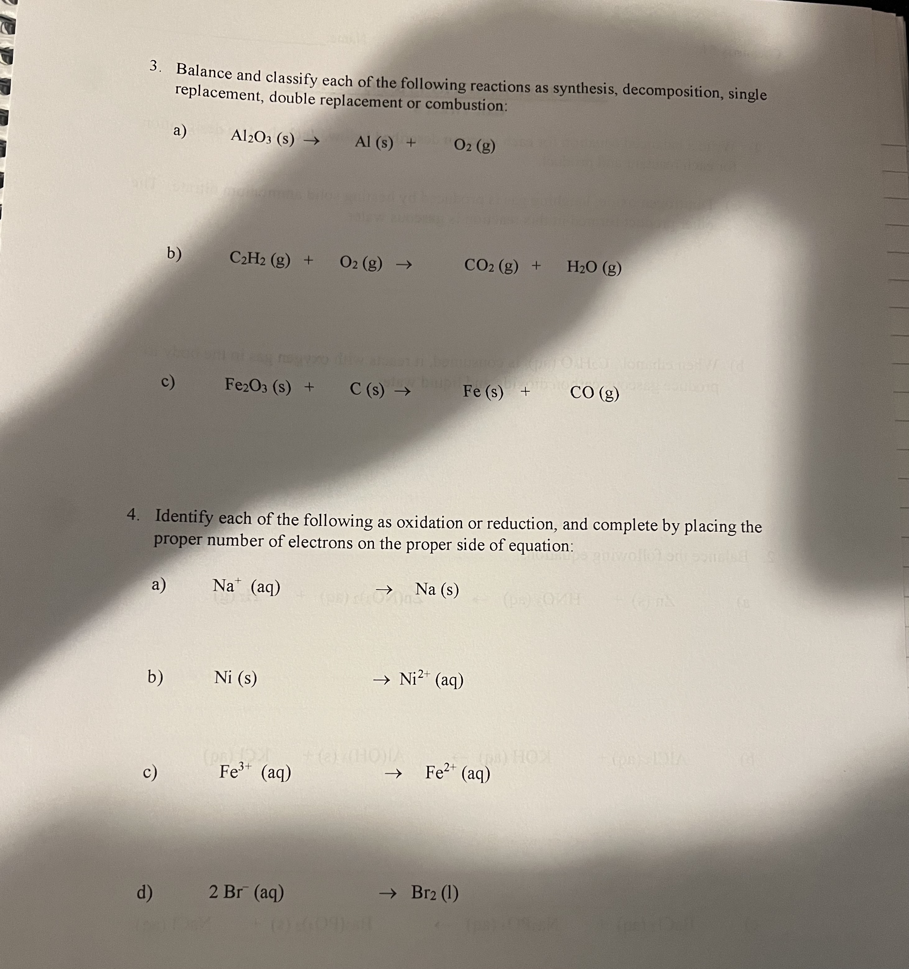 Solved Exit Ticket 8 1. Write a balanced equation for each | Chegg.com