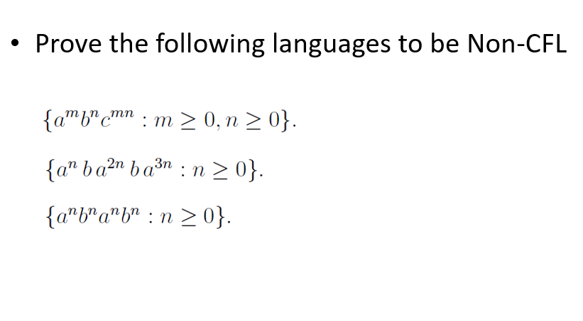 Solved - Prove the following languages to be Non-CFL | Chegg.com