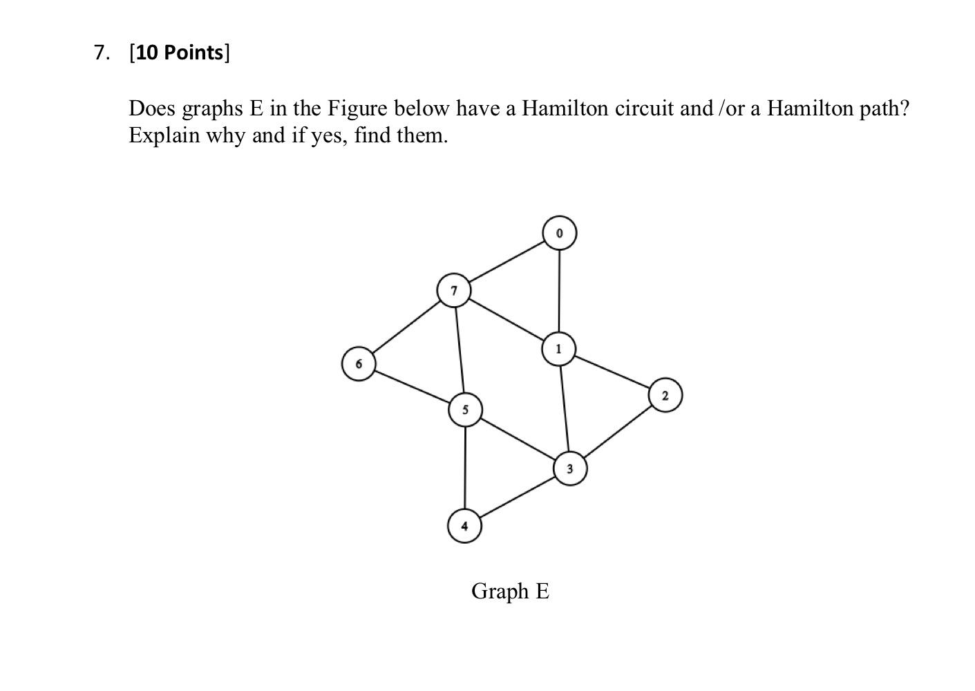 Solved 7. (10 Points] Does graphs E in the Figure below have | Chegg.com