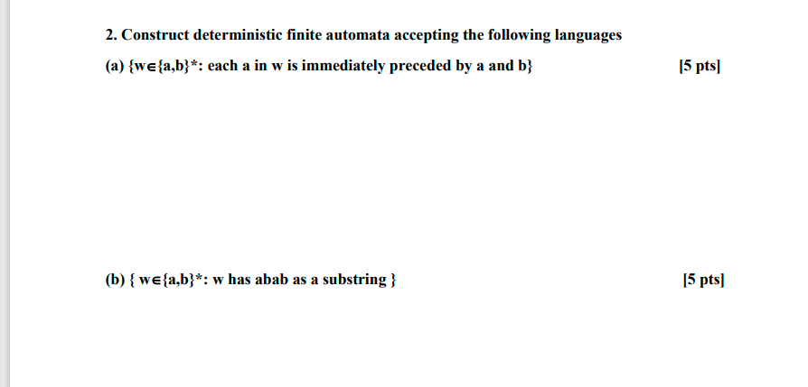 Solved 2 Construct Deterministic Finite Automata Accepting