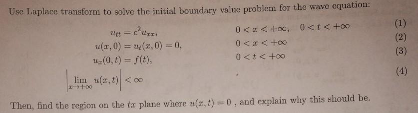 Solved Use Laplace transform to solve the initial boundary | Chegg.com