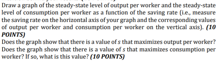 Draw a graph of the steady-state level of output per | Chegg.com