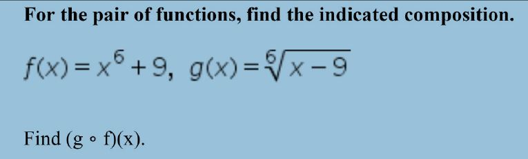 Solved For the pair of functions, find the indicated | Chegg.com