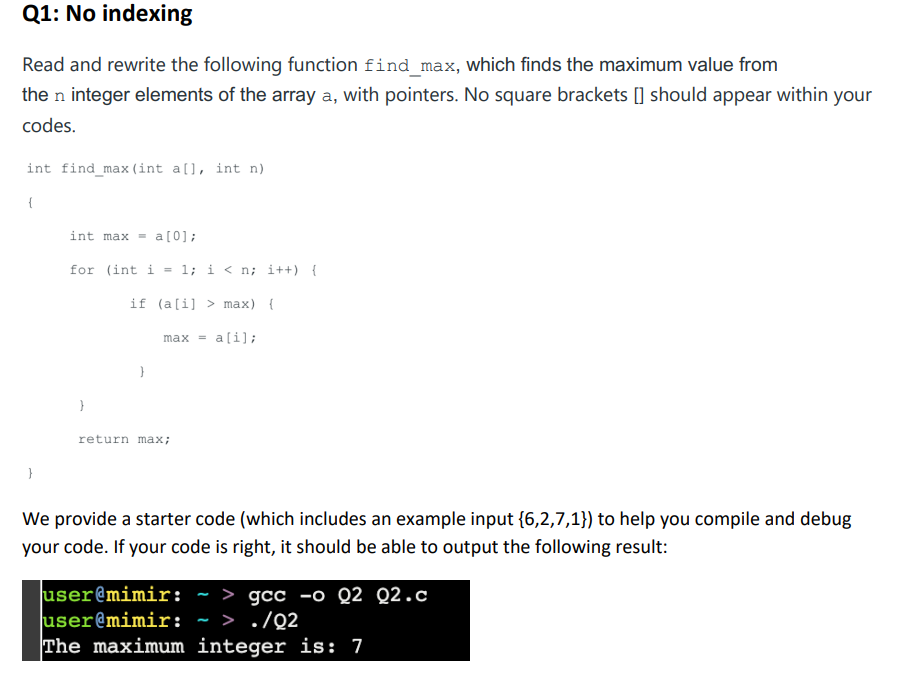 Solved Q1: No indexing Read and rewrite the following | Chegg.com