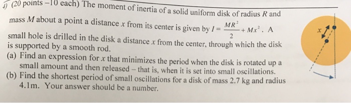 Solved The moment of inertia of a solid uniform disk of | Chegg.com