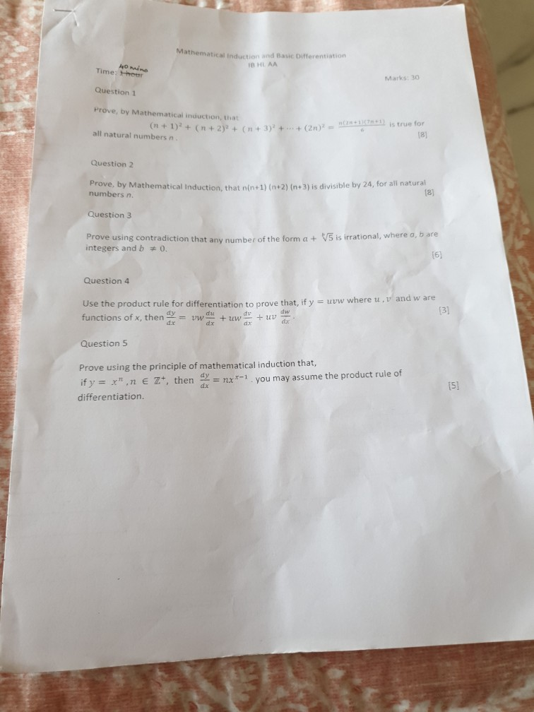 Solved Mathematical Base Differentiation 40 mins HLAA Time | Chegg.com