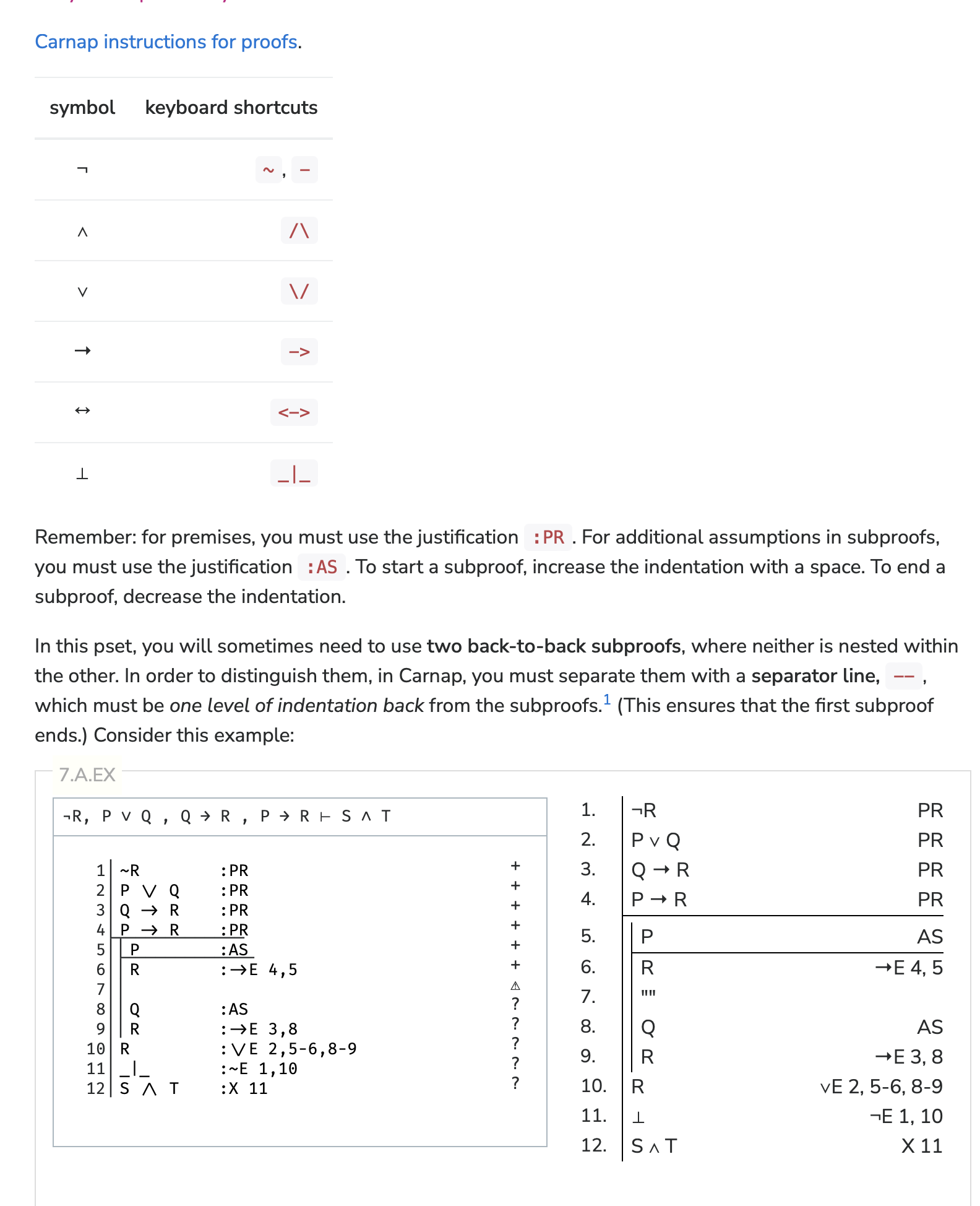 Carnap instructions for proofs.symbol keyboard | Chegg.com