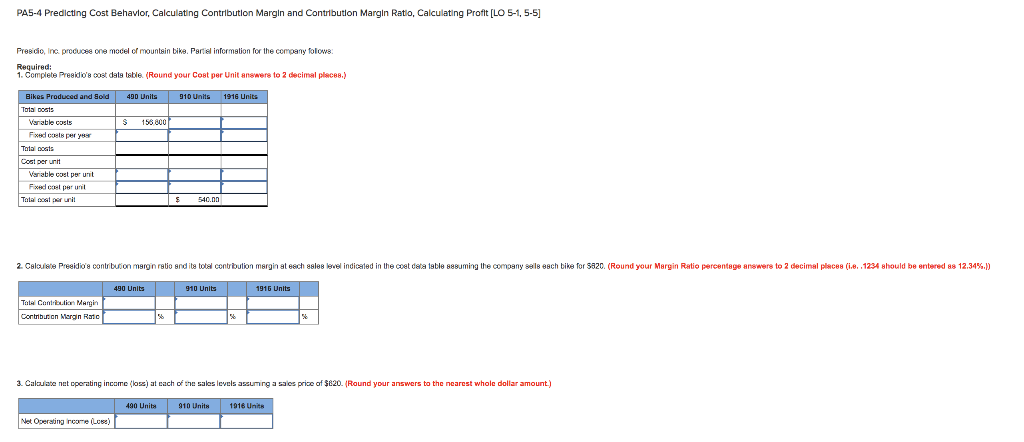 Solved PA5-4 Predicting Cost Behavior, Calculating | Chegg.com