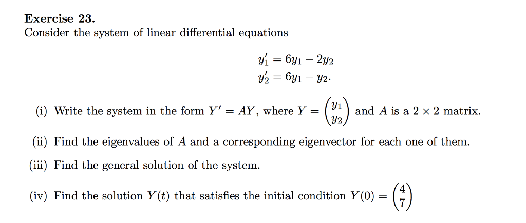 Solved Exercise 23. Consider the system of linear | Chegg.com